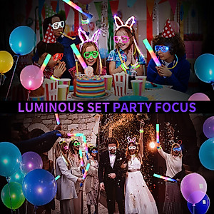 373 Pcs Glow in the dark party supplies For Adults Kids Glow Sticks neon party decorations with 10 LED Glasses 10 LED Cat & Rabbit Ear Headband 30 LED Bracelets & finger lights for Christmas Halloween