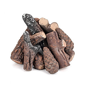 Stanbroil Small Ceramic Gas Logs, 10 Piece Set of Decoration Ceramic Wood Logs for All Types of Ventless, Gel, Ethanol, Electric, Gas Inserts, Propane, Indoor or Outdoor Fireplaces & Fire Pits