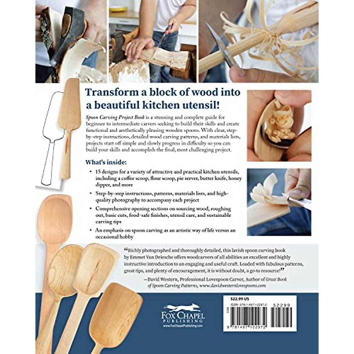 Spoon Carving Project Book: 15 Simple Designs for the Kitchen (Fox Chapel Publishing) Skill-Building Woodcarving Projects for Beginner to Intermediate Carvers for Spoons, Scoops, Dippers, and More