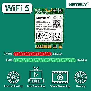 NETELY IEEE 802.11AC NGFF M2 Interface 1200Mbps Dual Band WiFi Adapter for Laptop PCs, NGFF M2 WiFi Card with Bluetooth 4.2, OEM DELL Wireless Network Adapter DW1820