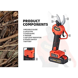 Cordless Pruning Shears, Electric Pruner with 2 Pack 21V Lithium Battery, SK5 Blades, 1.2 Inch Cutting Diameter (21V pruner)