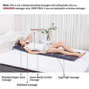 COMFIER Full Body Massage Mat with Heat, Chair Pad with 10 Vibration Motors & 2 Therapy Heating pad with auto Shut Off,Heated Massage Mattress Pad for Back,Gray