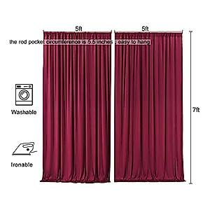Burgundy Backdrop Curtain for Parties Wedding Wrinkle Free Maroon Photo Curtains Backdrop Drapes Fabric Decoration for Birthday Engagement Ceremony 5ft x 7ft,2 Panels