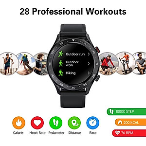 BRIBEJAT BT2 Pro Smart Watch for Men Compatible with Samsung iPhone Android Phones (Dial/Answer Call) Built-in Music Player, Voice Assistant, Real-time Heart Rate & Sleep Monitor, Black