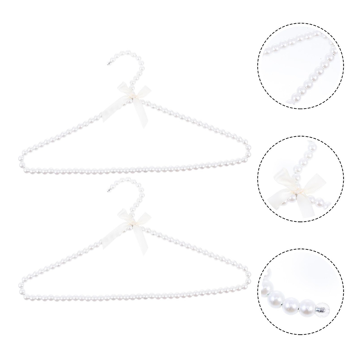 PRETYZOOM Elegant Clothes Hangers Pearl Beads: Clothes Hangers Dress Coat Hangers Closet Coat Storage Organizer Dry Rack 2PCS