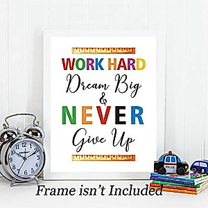 HPNIUB Colorful Words Art Prints, Set of 6 (8”X10”), Inspirational Quotes Motivational Saying Canvas Poster, Rainbow World Crayon Ink Splatters Wall Art for Nursery Classroom Kids Playroom, No Frame