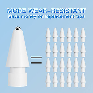 Apple Pencil Replacement Tips - Qreninv Upgraded Nibs Compatible with Apple Pencil 1st/2nd Generation, Precise Control, Penlike Metal Nib Wear [2 Pack]