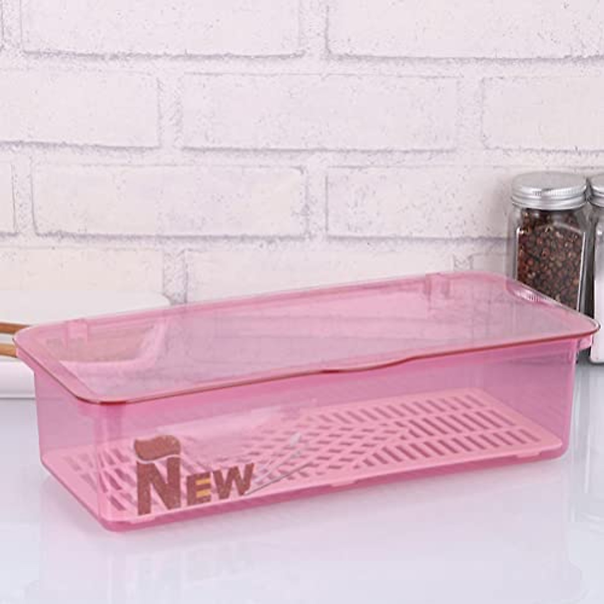 DOITOOL 3PCS Flatware Tray with Lid and Drainer, Tableware Utensil and Cutlery Drawer Organizer with Lid Covered Silverware Tray to Keeps Your Cutlery Organized and Protected ( Random Color )