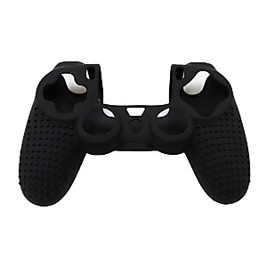 PS4 Controller Grips,Pandaren Studded Anti-Slip Silicone Cover Skin Set Compatible for PS4 /Slim/PRO Controller(Black Skin x 2 + FPS PRO Thumb Grips x 8)