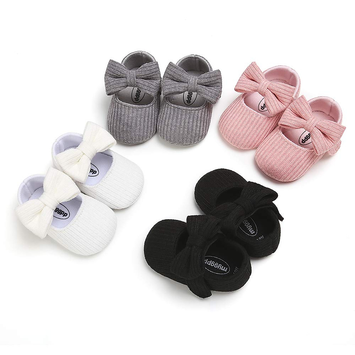 Ohwawadi Infant Baby Girl Shoes, Bowknot Baby Mary Jane Flats Princess Dress Shoes Soft Baby Crib Shoes (0-6 Months, 1933 Black)