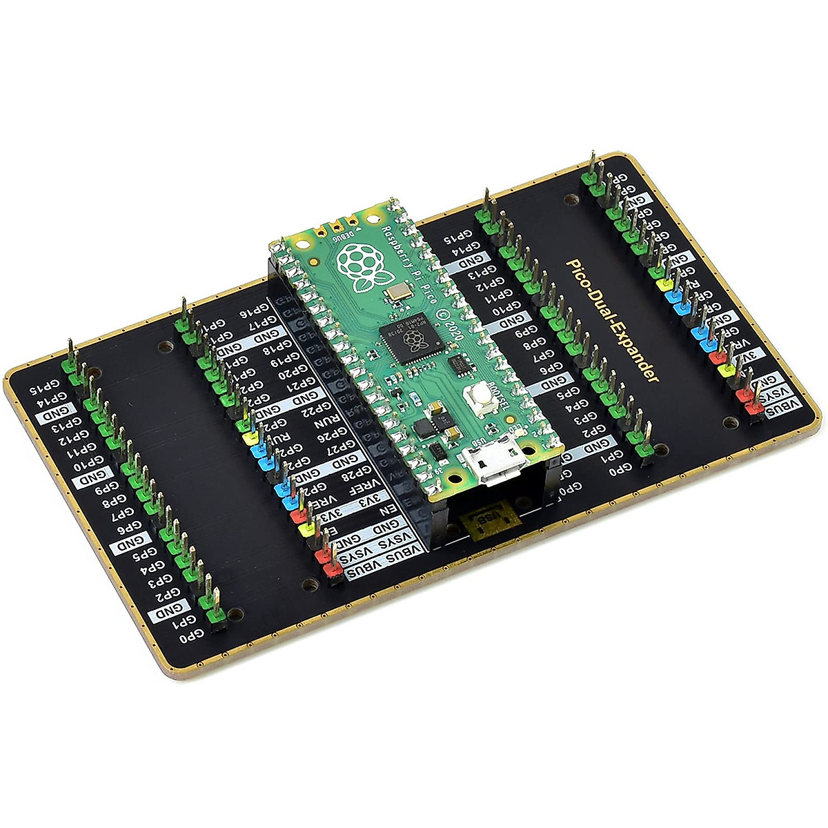 BFab Dual GPIO Expander for Raspberry Pi Pico,Two Sets of 2x20 Male Header for Connecting More Expansion Modules,Direct Attaching or Jumper Wires