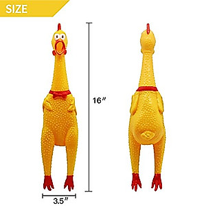 Novelty Place Extra Load Squawking Rubber Chicken - Large 16” - Yellow Squeeze Squeaky and Screaming Chicken for Kids or Adults
