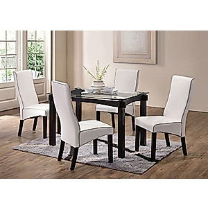 Pilaster Designs Indoor Home Decorative Furniture Eugene 47" Rectangular Dining Table, Cappuccino Wood & Beveled Glass Top