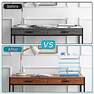 DALTACK 5-Tier Letter Tray Paper Organizer, File Organizer Paper Sorter, Desk Organizer with Handle for Office Supplies,White…