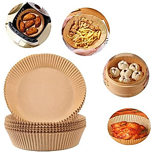 Air Fryer Parchment Paper, 50Pcs Natural Color Household Non-Stick Baking Paper 6.3 Inch Round Disposable Pad Oil Paper Oven Liners Paper, for Oven Air Fryer Baking Roasting Microwave Frying Pan