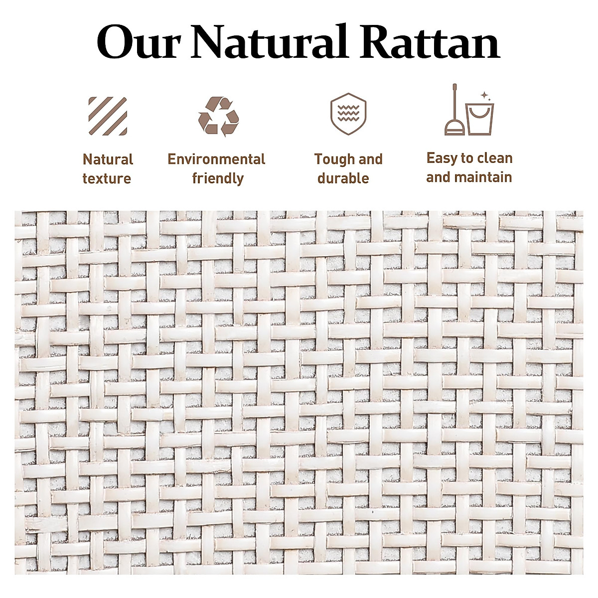 RoyalCraft White Dresser for Bedroom Set of 2, Boho Tall Dresser with 3 Rattan Decorated Drawers, Modern Wood Chest of Drawers for Closet, Living Room, Hallway, Entryway