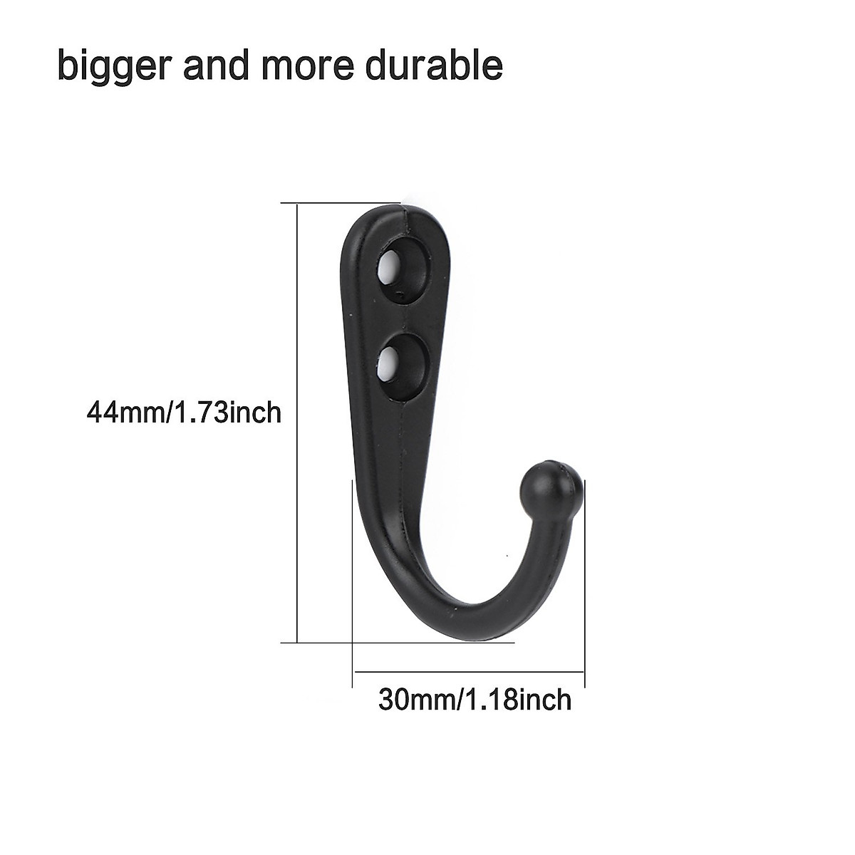 EBOOT 20 Pieces Wall Mounted Hook Robe Hooks Single Coat Hanger and 50 Pieces Screws (Black)