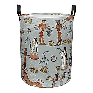 TIXYFAN Ancient Greece murals Mythology Old Laundry Hamper with Handle Laundry Basket Foldable Durable Clothes Hamper Laundry Bag Toy bin for Bathroom Bedroom Dorm Travel