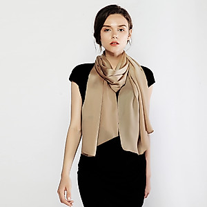 RIIQIICHY Women Shawls and Wraps for Evening Dresses Like Chiffon Camel Silk Scarf Formal Silky Pashmina Shawls for Weddings