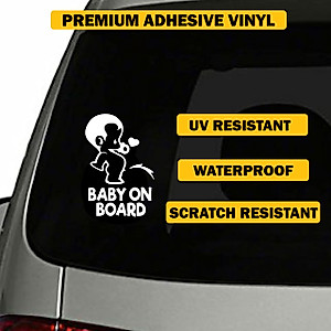 TOTOMO Baby on Board Sticker for Cars Funny Cute Safety Caution Decal Sign for Car Window and Bumper No Need for Magnet or Suction Cup - Peeing Boy (2 Pack)