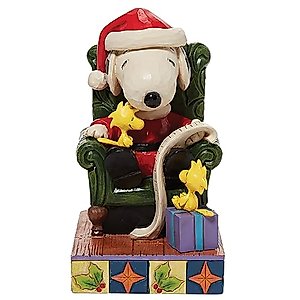 Enesco Peanuts by Jim Shore Santa Snoopy and Woodstock Figurine, 4.33 Inch, Multicolor