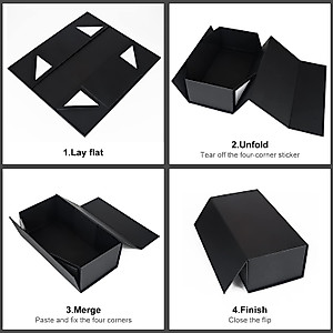 Black Gift Box 12" x 6" x 4" with Magnetic Closure Lid Gift Box for Presents,Bridesmaid Gifts Box,Cute Box,Birthday Gift box,Luxury for Gift Packaging, Magnetic Gift Box for Wrapping Gifts (Black)