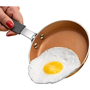 GOTHAM STEEL Mini Nonstick Egg Pan & Omelet Pan – 5.5” Single Serve Egg Frying Pan Nonstick/Skillet, Diamond Infused, Small Frying Pan Designed for Eggs Pancakes, Non Toxic, Dishwasher Safe – Copper