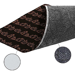 Black Gold Pumpkins Round Area Rug 4ft,Washable Outdoor Indoor Carpet Runner Rug for Bedroom,Kitchen,Living Room,Office,Area+Rug Large Bath Door Desk Mat Thanksgiving Fall Harvest Autumn Festival