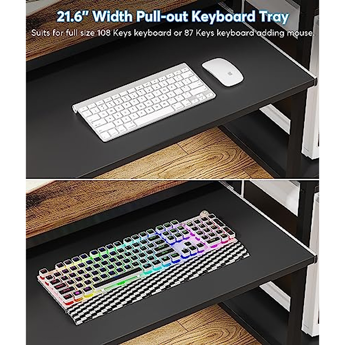 Tribesigns Computer Desk with 3 Drawers, 63 inch Home Office Desk with Monitor Shelf, Industrial Reversible Long PC Gaming Desk with Keyboard Tray, Study Writing Table Workstation, Vintage Brown