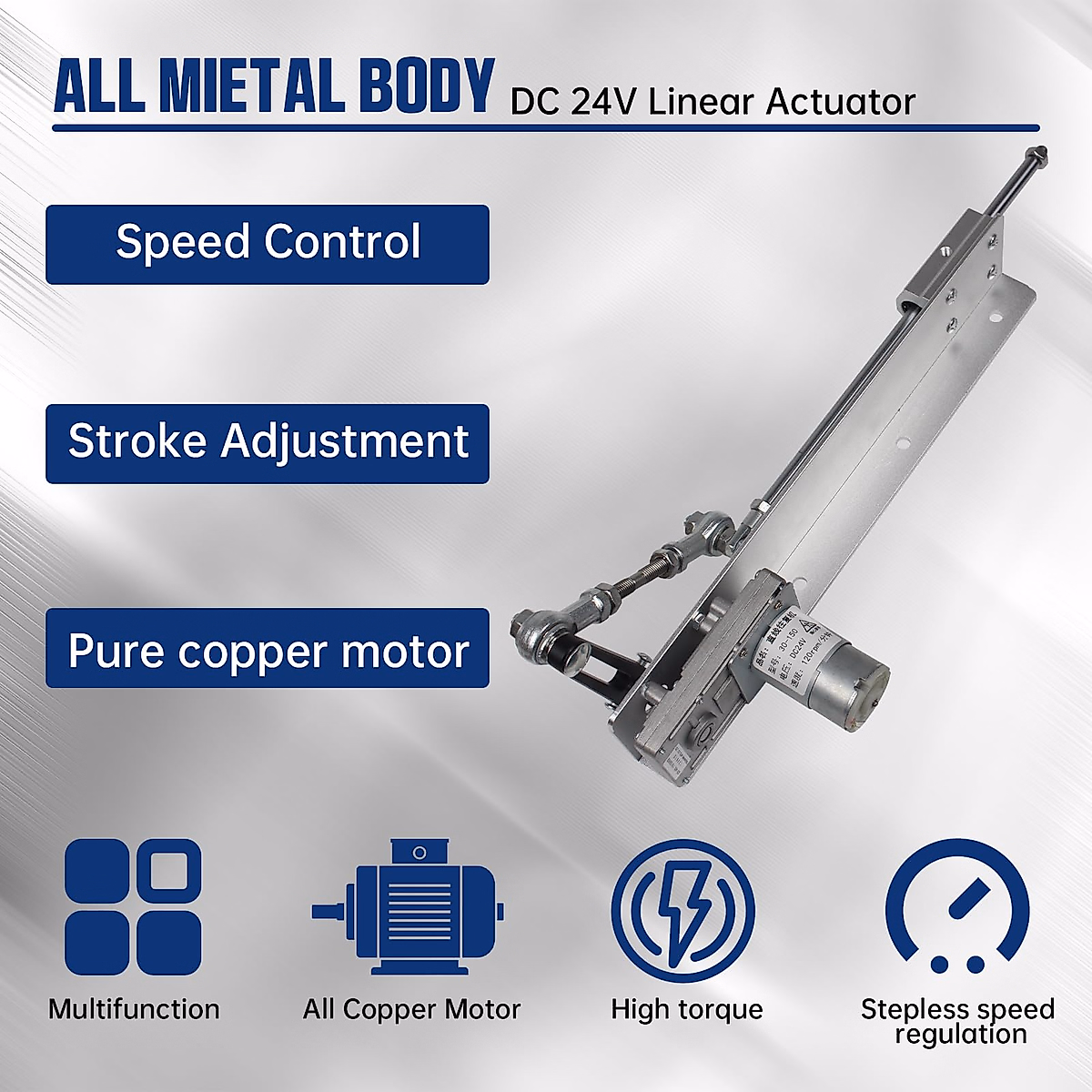 CNCTOPBAOS Reciprocating Linear Actuator Stroke 6 Inch 1.18"-6",Adjustable Telescopic Rocker Arm Mechanism Gear Motor DC24V Speed Regulation Adapter 120RPM 3-15CM