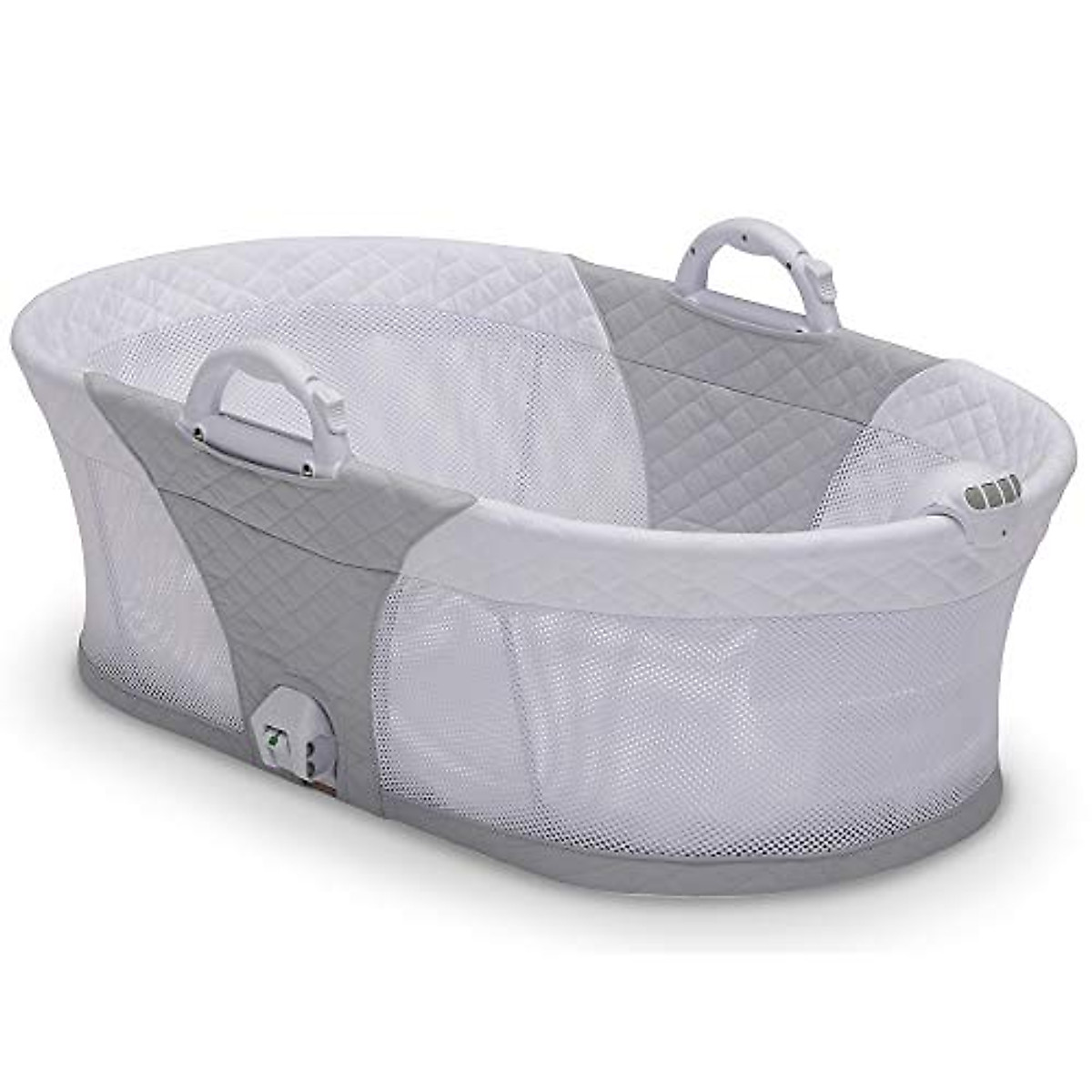 Delta Children 2-in-1 Moses Basket Bedside Bassinet Sleeper - Portable Baby Crib with Wheels & Removable Moses Basket, Grey