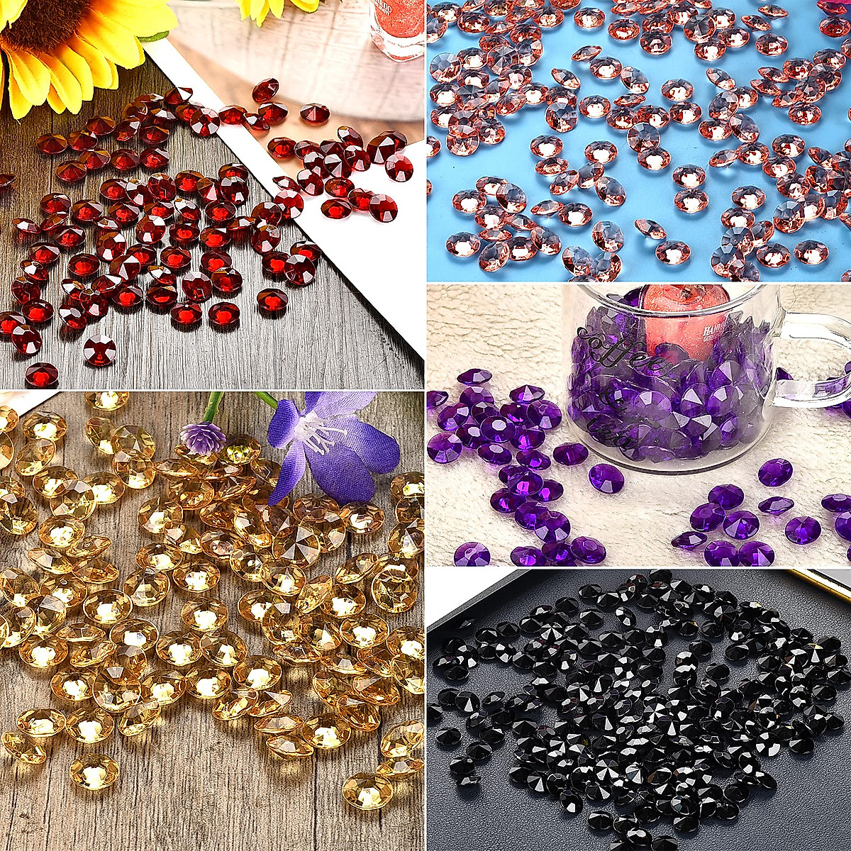 TeeLiy 1000pcs Clear 0.4inch Fake Plastic Diamonds for Vase Fillers Table Scatters, Acrylic Crystals Diamond gems Beads for Craft Decoration Weddding Table Scattering Birthday Deco (Clear)