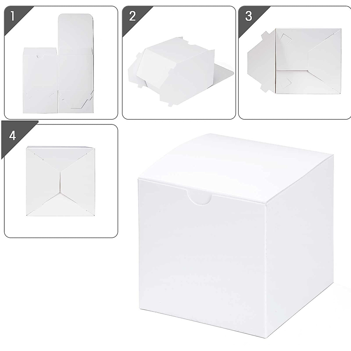 opaprain 4x4x4 inch 50 pack small white gift box with lid, DIY made easy assemblely gift box for weddings, birthday parties, holiday celebrations