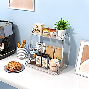 2 Tier Bathroom Countertop Organizer, Acrylic Vanity Tray for Spice Rack, Storage Shelf, Cosmetic & Make-up Storage, Under Sink Organizer for Bathroom, Kitchen, Living Room, Bedroom, Dressing Table
