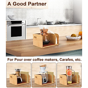 PrimZooty Bamboo Caddy with Lid & Heatproof Trivets Mat for Chemex CoffeeMakers - Designed for Chemex Pour - Over Glass Coffeemaker(3/5/6/8/10Cup), for Bodum Pour Over Coffee makers(4/8Cup)