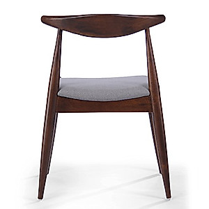 Christopher Knight Home Francie Fabric with Walnut Finish Dining Chairs, 2-Pcs Set, Light Grey / Walnut