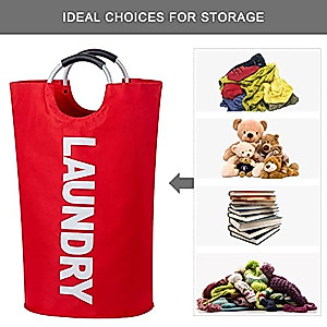 82L Large Laundry Basket Collapsible Fabric Laundry Hamper Foldable Clothes Bag Folding Washing Bin Red, L