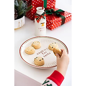Pearhead Santa Cookie Set, Cookies and Milk Christmas Décor, Cookie Plate Set for Santa, Night Before Christmas Holiday Plate Set, Christmas Decorations