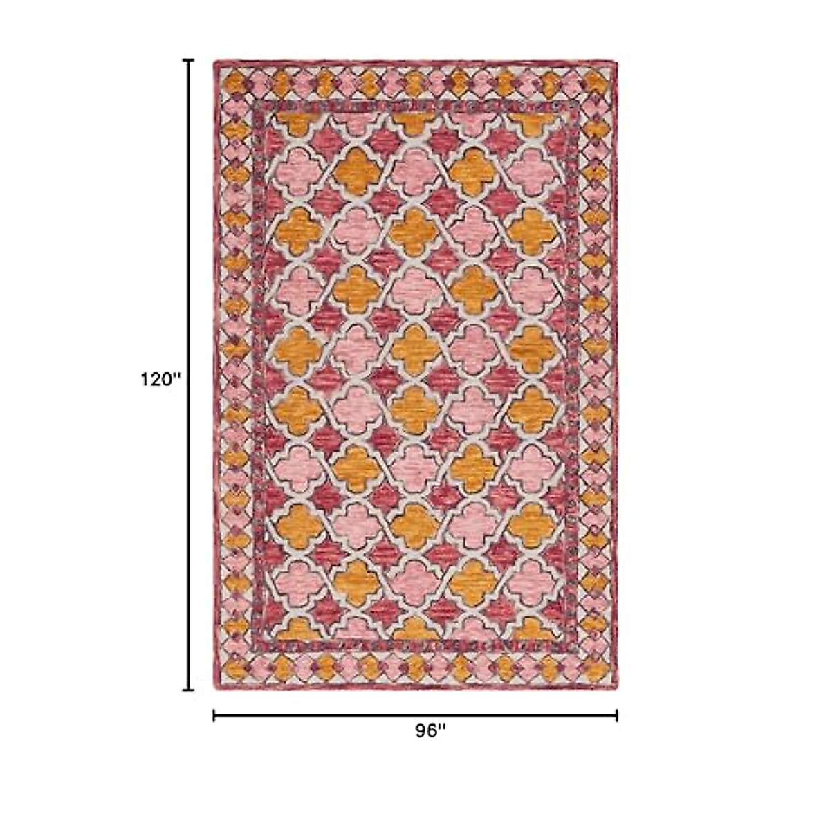 SAFAVIEH Aspen Collection Area Rug - 8' x 10', Pink & Yellow, Handmade Boho Wool, Ideal for High Traffic Areas in Living Room, Bedroom (APN121U)