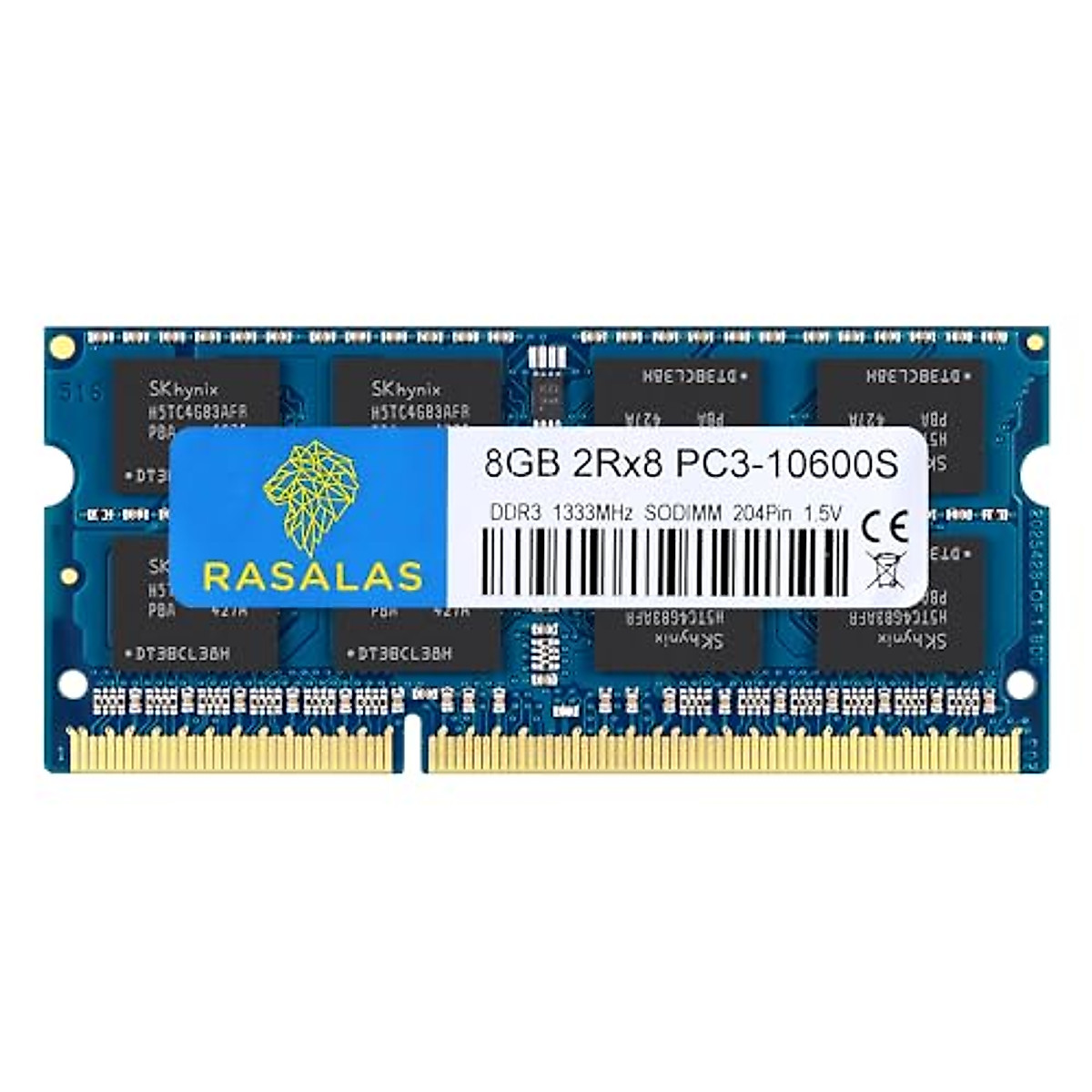 Rasalas 8GB DDR3 PC3-10600S DDR3 1333MHz 1.5V CL9 Ram 2RX8 PC3 204 Pin SODIMM Laptop Notebook Computer Memory Ram Module Chips
