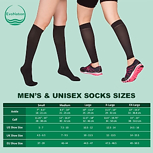 EvoNation Men’s Knee High 8-15 mmHg Graduated Compression Socks – Mild Pressure Compression Garment