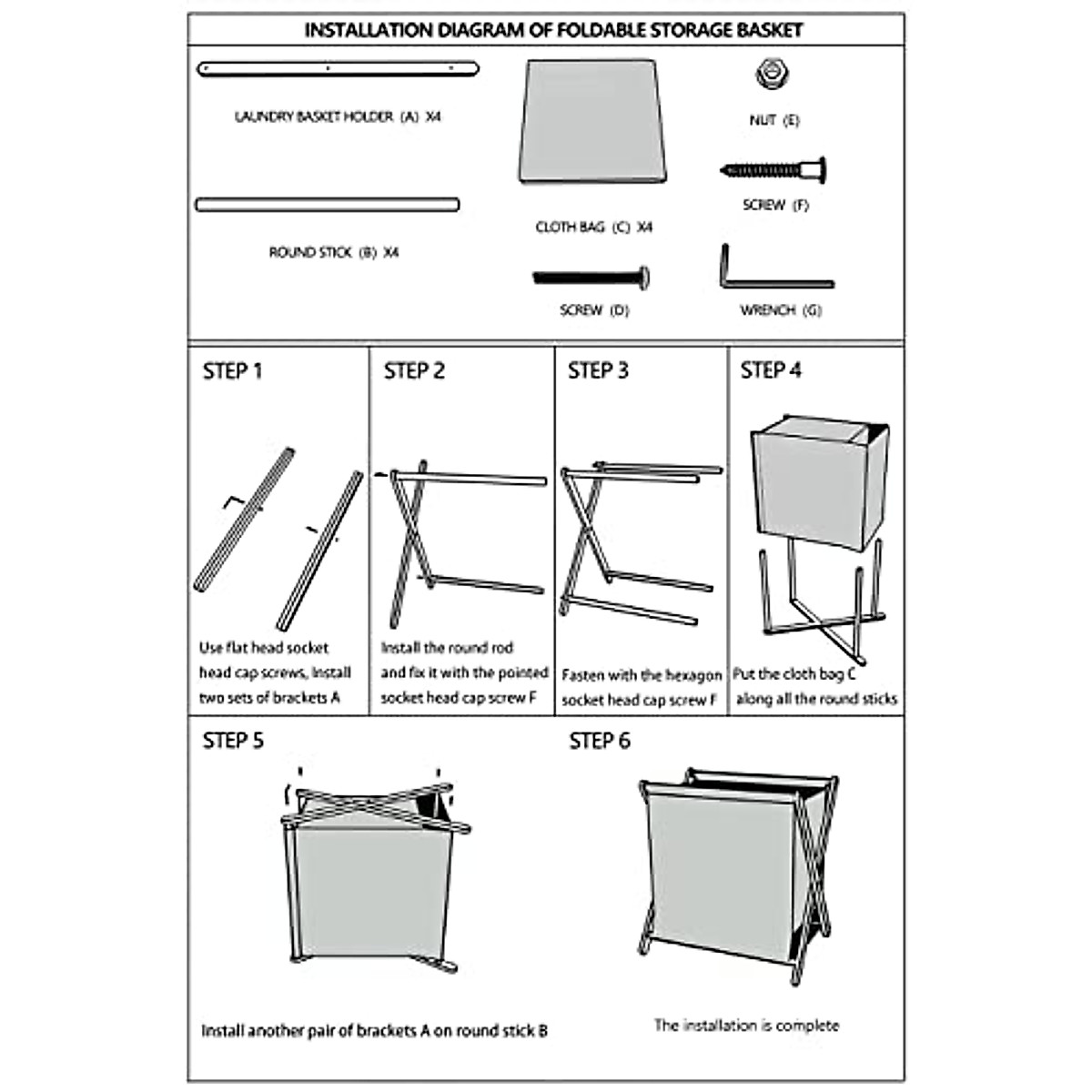 AISEKE Bamboo Laundry Hamper Dirty Clothes Hamper, Portable Folding Clothes Basket Storage with Removable Cotton Liner Fabric Bag - Lightweight for Easy Transportation, Grey