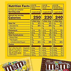 M&M'S Peanut, Peanut Butter & Milk Chocolate Variety Pack Full Size Milk Chocolate Candy Assortment, 30.58 oz 18 ct