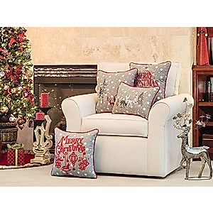 Pillow Perfect Christmas Rectangular Throw Pillow, Grey-White