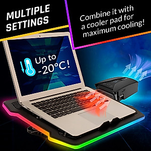 KLIM Tempest Laptop Cooler with Vacuum Fan - New 2024 - Gaming Laptop Fan with Display - Temperature Detection + Automatic/Manual Mode - 4000 RPM - Portable - Compatible with Laptop Cooling Pads