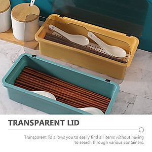 Cabilock 2pcs Utensil Storage with Lid Plastic Cutlery Tray, Kitchen Utensil Holder Silverware Tray Silverware Tray with Lid, Silverware Organize Utensil Storage Box Cutlery Organizer