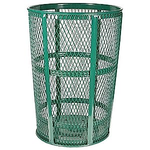 Witt Industries EXP-52GN Steel 48-Gallon Outdoor Waste Receptacle, Round, 23" Diameter x 33" Height, Green