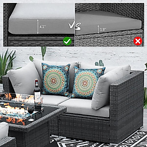 BULEXYARD 1 Piece PE Rattan Patio Furniture Corner Sofa with Thick Cushions Outdoor Wicker Seating for Backyard, Deck, Garden, Balcony (Light Grey)