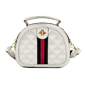 Beatfull Designer Bee Crossbody Bags for Women Stylish Round Quilted Shoulder Purse Small Leather Top Handle Cross Body Handbag