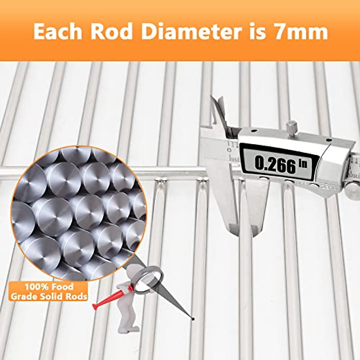 Hisencn 7637 Grill Cooking Grates for Weber Spirit I & II 200 Series, Spirit E210, Spirit S210, Spirit E/S220 with Front Control, 17.5 Inch Weber Spirit 200 Grill Grates, Stainless Steel